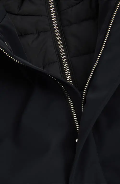 REISS Logan Water-resistant Overcoat With Removable Funnel Neck Insert - Navy