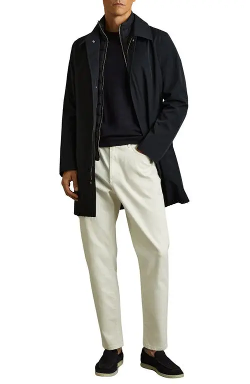 REISS Logan Water-resistant Overcoat With Removable Funnel Neck Insert - Navy