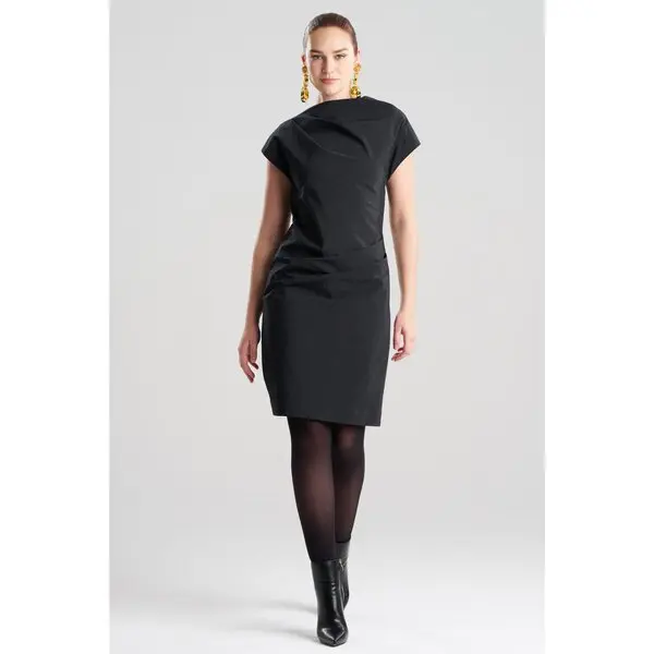 Natori Taffeta Asymmetric Draped Dress