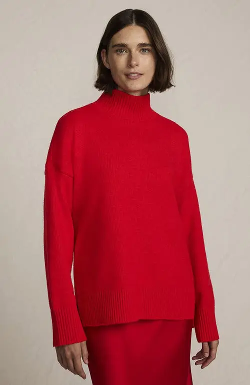 LANDS' END Dweller Split Hem Turtleneck Sweater - Compass Red