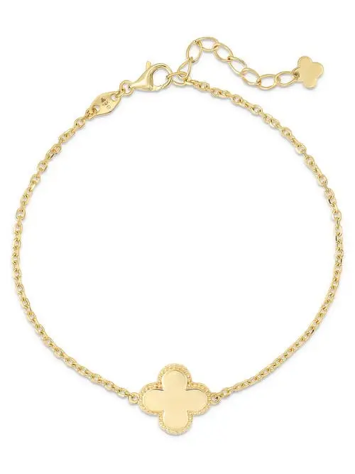 DEVATA 14k Gold Clover Charm Chain Bracelet