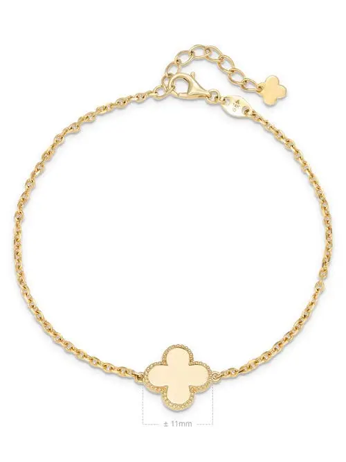 DEVATA 14k Gold Clover Charm Chain Bracelet