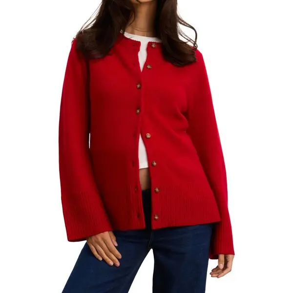 Hatch The Celine Contour Cardigan - Cherry