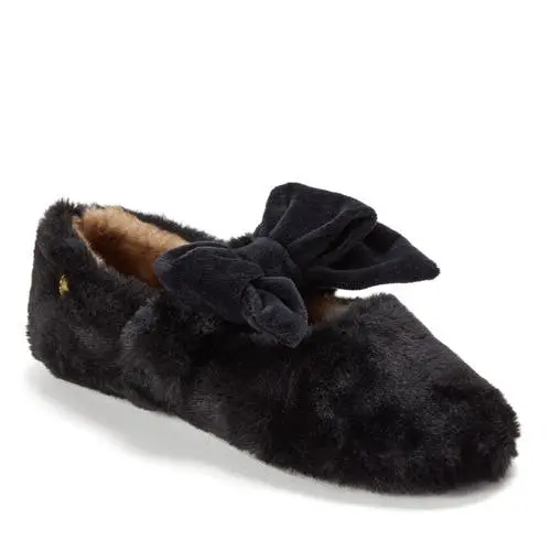 DEARFOAMS Maryjane Luxe Teddy Slippers - Black
