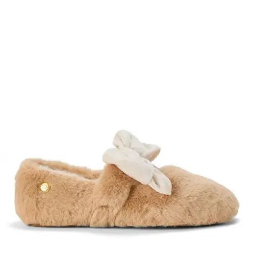 DEARFOAMS Maryjane Luxe Teddy Slippers - Latte