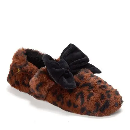DEARFOAMS Maryjane Luxe Teddy Slippers - Leopard