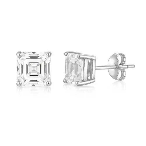 DONATELLO GIAN Sterling Asscher Cut Stud Earrings - Silver