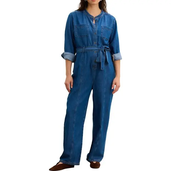Hatch Drapey Denim Jumpsuit - True Indigo