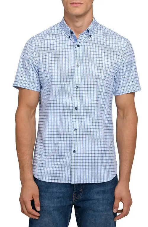 CON.STRUCT Plaid Woven Short Sleeve Basic - White/blue