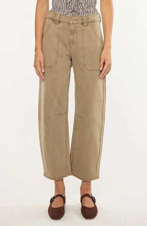 KANCAN Low Slung Barrel Jeans - Tan