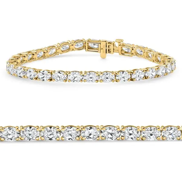 BLISS DIAMOND 10.75ct Oval Cut Lab Grown Diamond Tennis Bracelet - 14k Yellow Gold