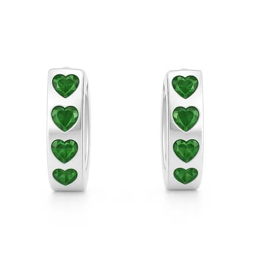 DONATELLO GIAN Sterling Silver Emerald Heart Hoop Earrings