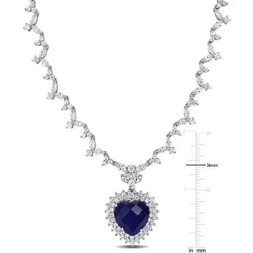 JULIANNA B. Cubic Zirconia Heart Necklace - Blue Cz