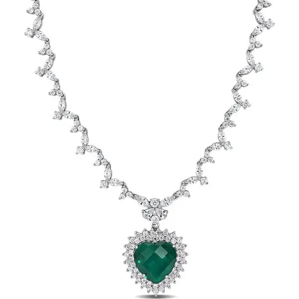 JULIANNA B. Cubic Zirconia Heart Necklace - Green Cz