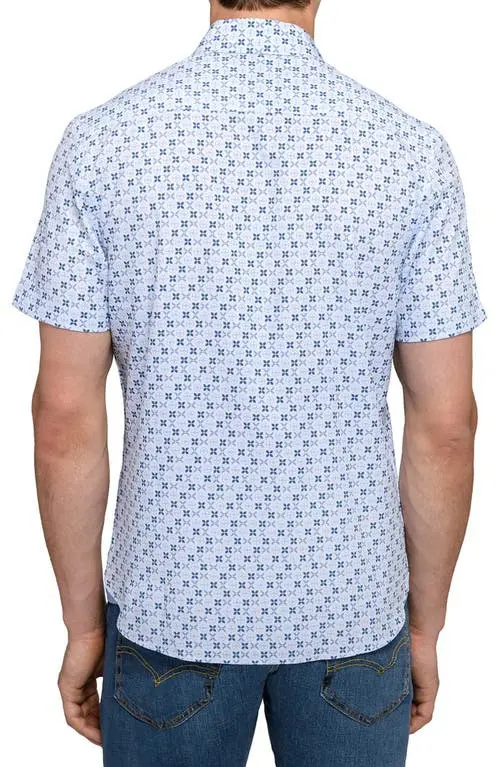CON.STRUCT Abstract Geo Woven Short Sleeve Basic - White/blue
