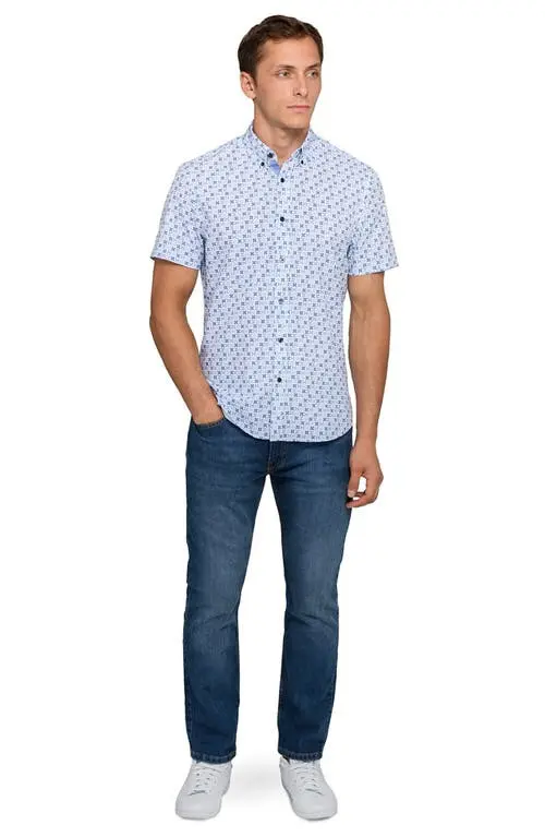 CON.STRUCT Abstract Geo Woven Short Sleeve Basic - White/blue