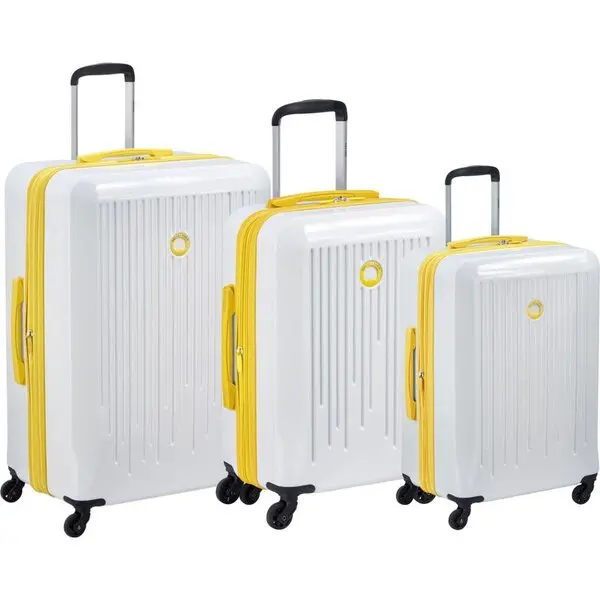 DELSEY PARIS Christine Hardside Expandable Spinner Luggage Set - White/yellow