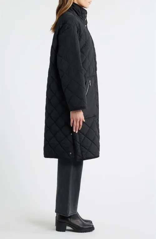 Bernardo Quilted Long Coat - Black
