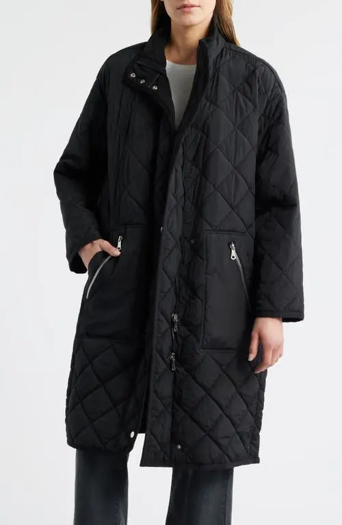 Bernardo Quilted Long Coat - Black
