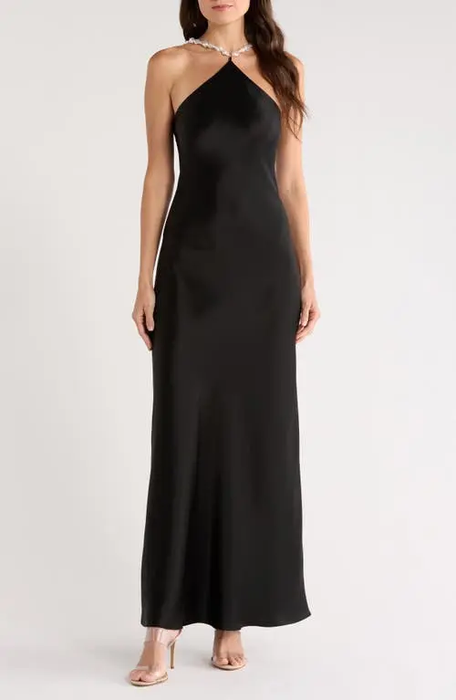 Staud Cadence Sleeveless Satin Maxi Dress - Black