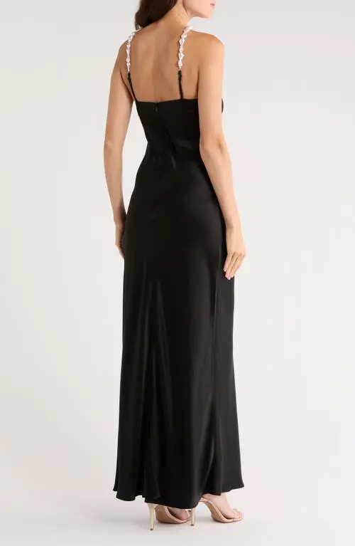 Staud Cadence Sleeveless Satin Maxi Dress - Black