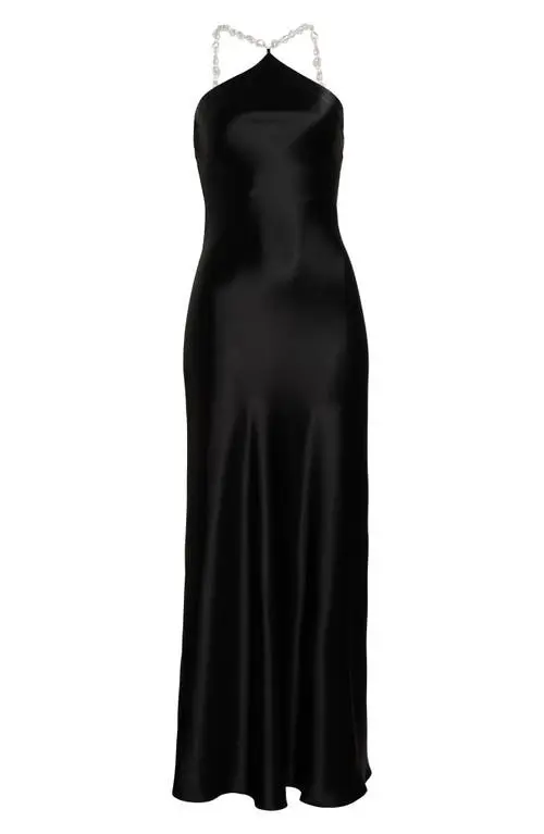 Staud Cadence Sleeveless Satin Maxi Dress - Black