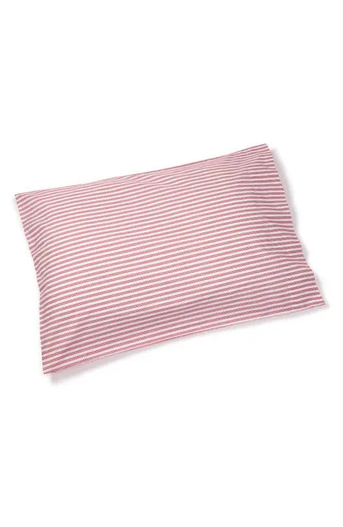 PETITE PLUME Antique Ticking Stripe Set Of 2 Cotton Percale Pillowcases - Red