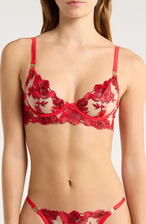 Bluebella Lavanya Embroidered Underwire Bra - Red/black/sheer