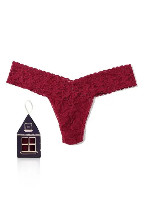 Hanky Panky Gingerbread House Low Rise Thong - Dark Pomegranate Red