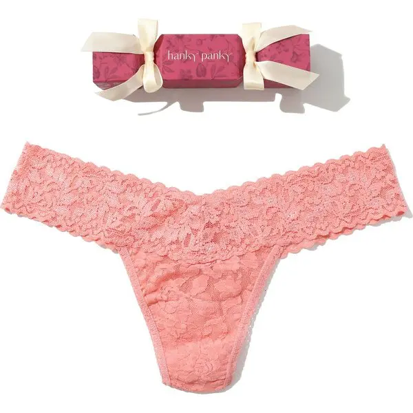 Hanky Panky Holiday Cracker Low Rise Thong - Ballet Pink
