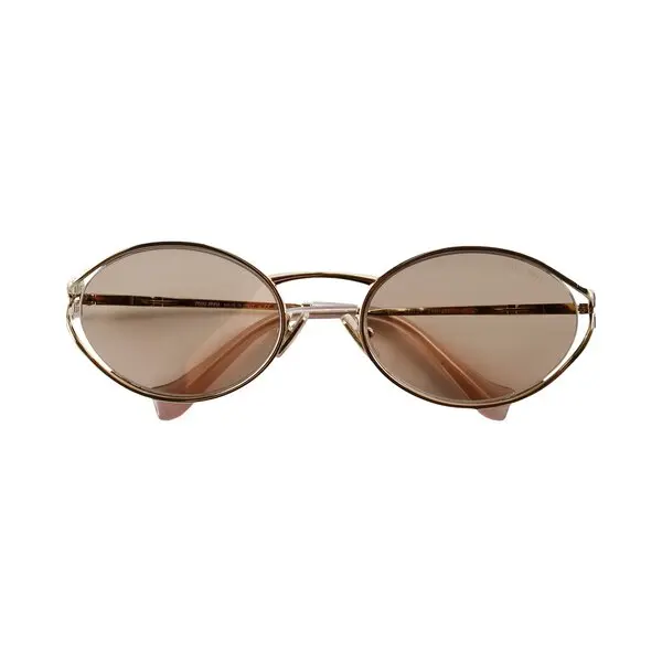 Miu Miu Logo Oval Sunglasses - Gold