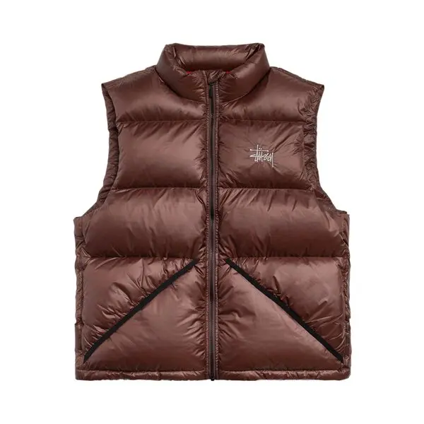 StÜssy Micro Ripstop Down Vest - Brown