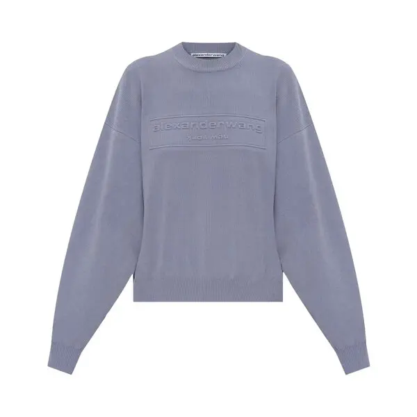 Alexander Wang Embossed Logo Ribbed Pullover