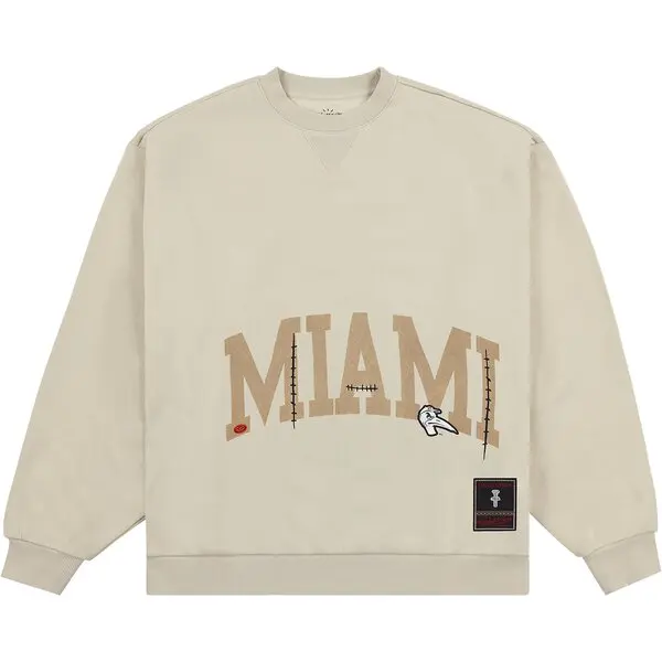 TRAVIS SCOTT X Mitchell & Ness University Of Miami Crewneck - Tan