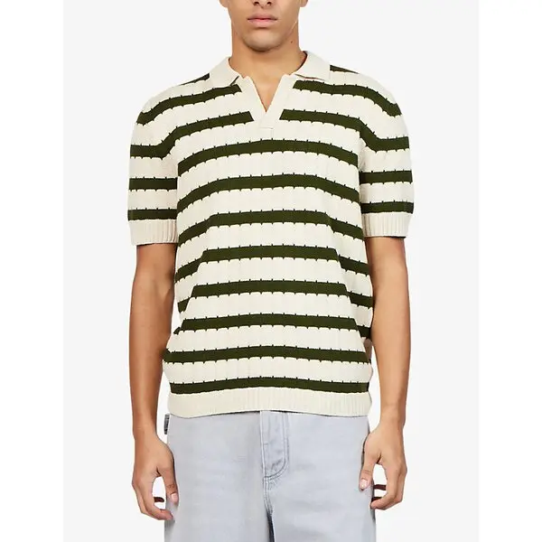 PERCIVAL Stine Striped Knitted Polo Shirt