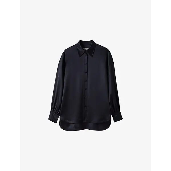 JOSEPH Long-sleeved Satin Blouse - Black