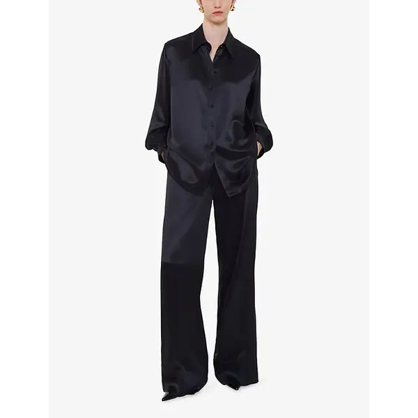 JOSEPH Long-sleeved Satin Blouse - Black