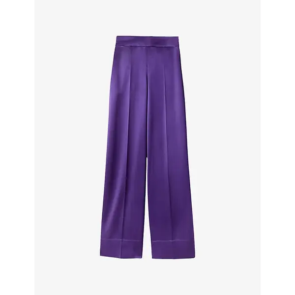 JOSEPH Wide-leg Satin Trousers - Violet