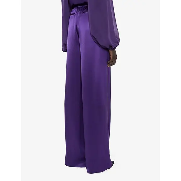 JOSEPH Wide-leg Satin Trousers - Violet