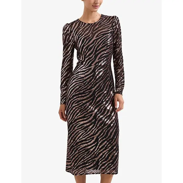 PHASE EIGHT Sequin-pattern Woven Midi Dress
