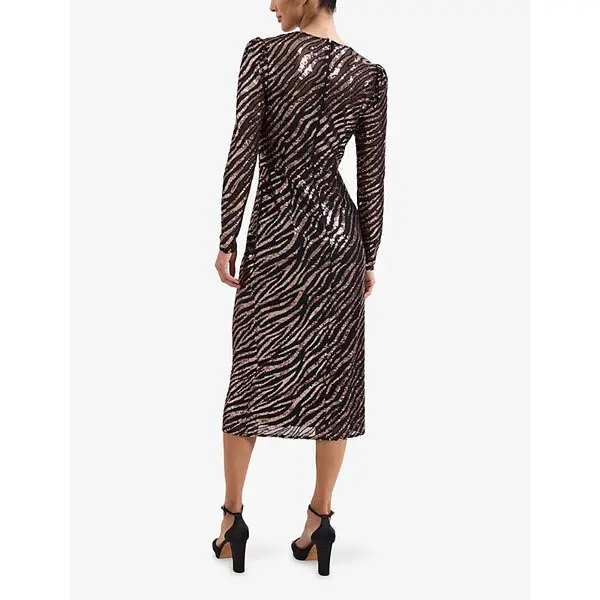 PHASE EIGHT Sequin-pattern Woven Midi Dress