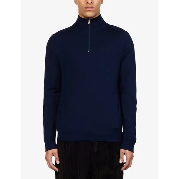 Paul Smith Signature-striped Half-zip Wool Top