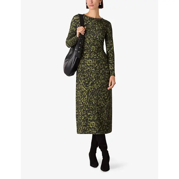 whistles jersey dress Whistles Jersey Shirred Midi Dress Navy Size 0