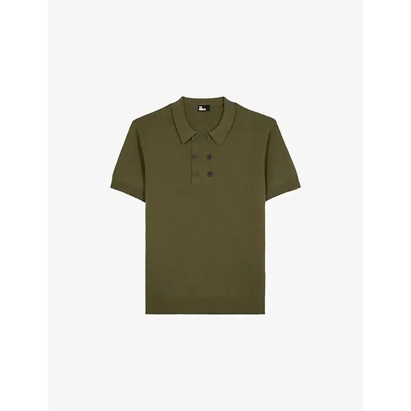 The Kooples Collared Double-button Cotton-blend Polo