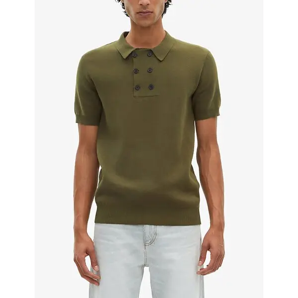 The Kooples Collared Double-button Cotton-blend Polo