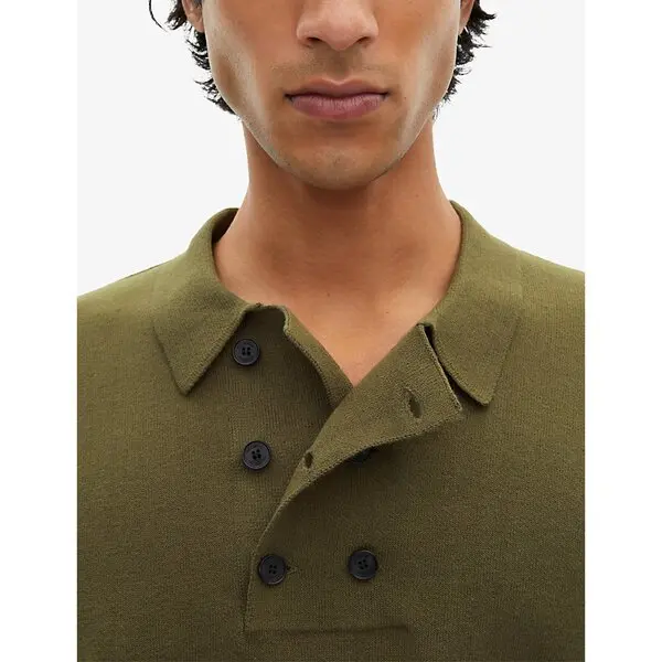 The Kooples Collared Double-button Cotton-blend Polo