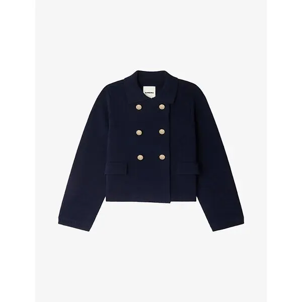 Sandro Collared Double-breasted Wool Cardigan