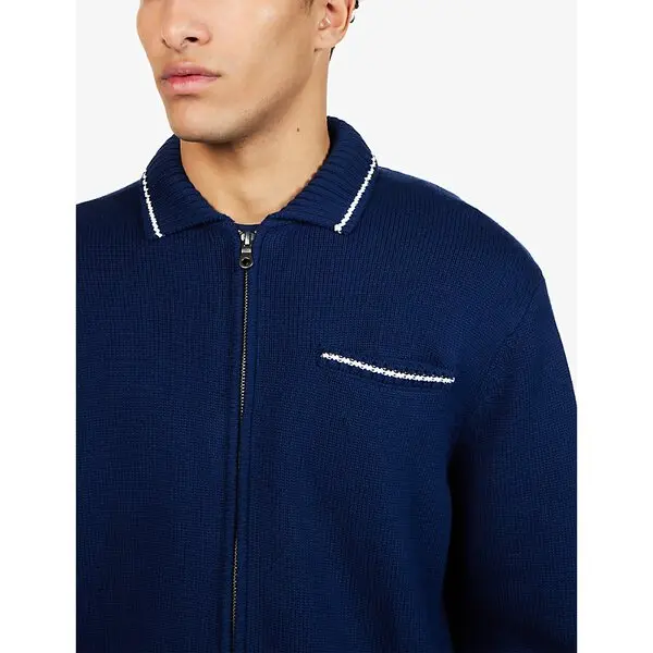 PERCIVAL Striped-trim Knitted Cardigan