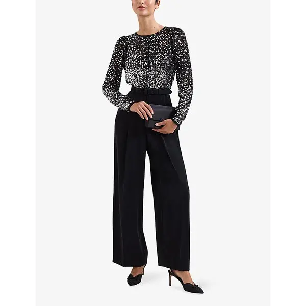 PHASE EIGHT Sequin-embellished Stretch-woven Jumpsuit