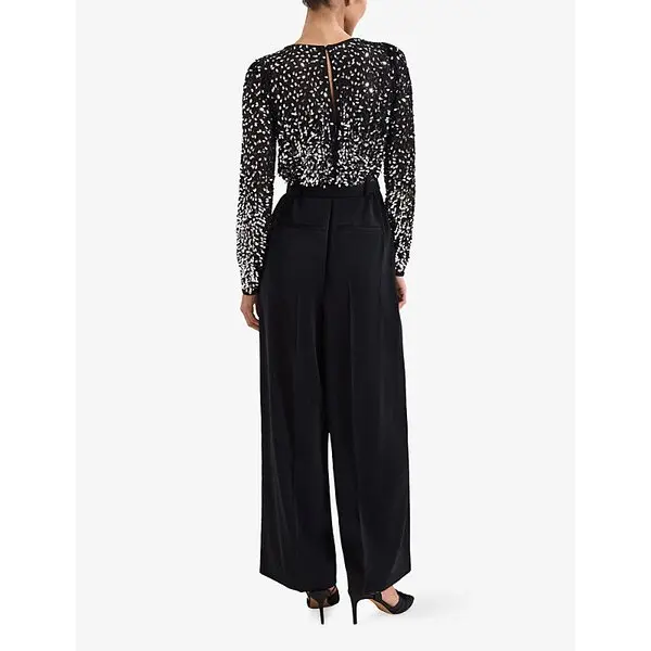 PHASE EIGHT Sequin-embellished Stretch-woven Jumpsuit